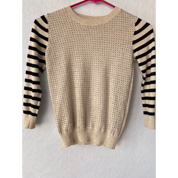 Poof Girl | Shirts & Tops | Poof Girl Creamblack Striped Heart Polka ...